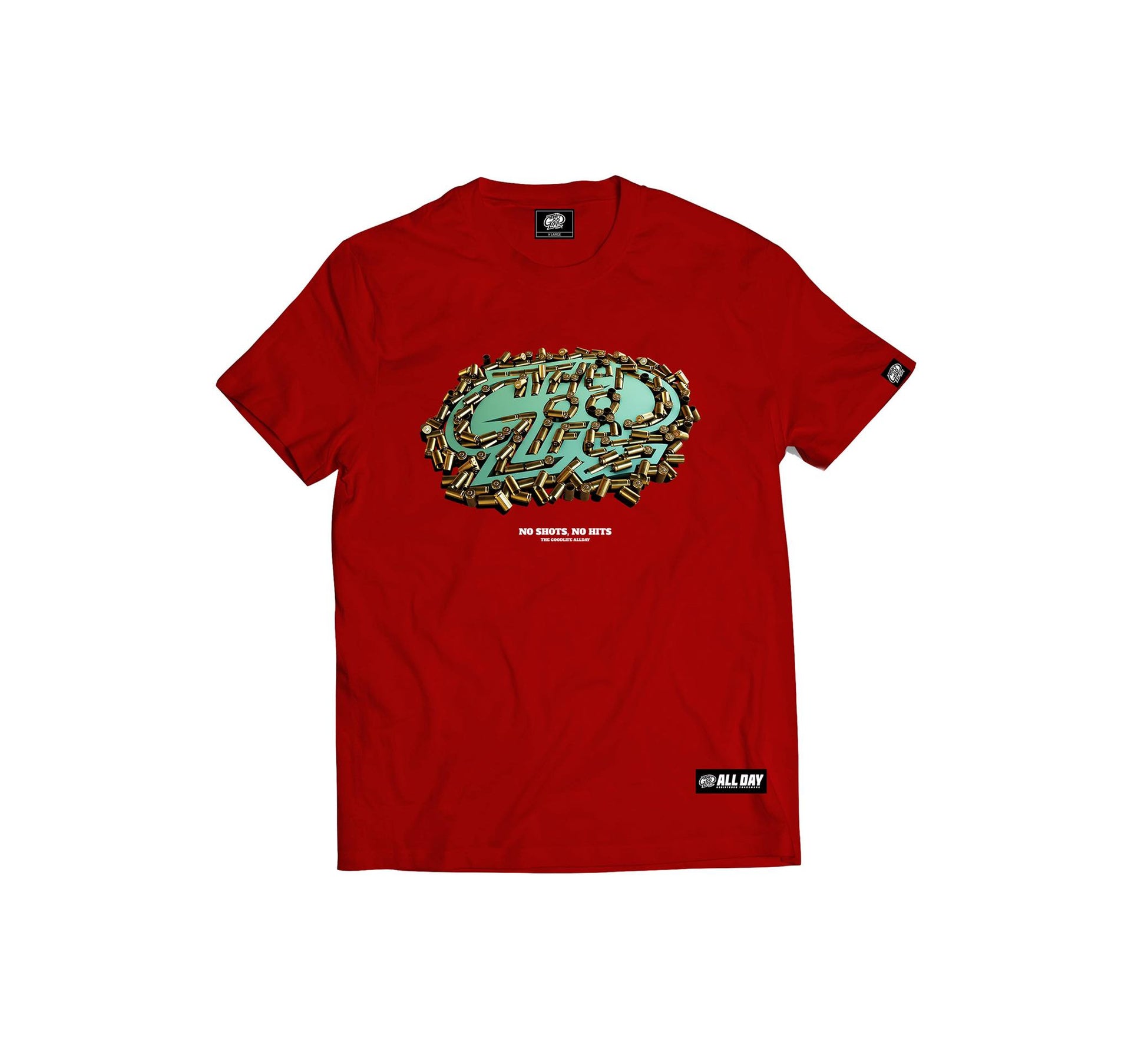 NO SHOTS (RED) T-SHIRT – The Good Life All Day